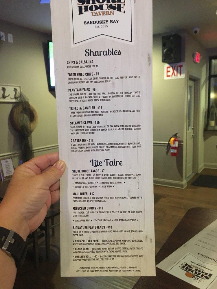 Menu at Shore House Tavern - Sandusky, OH pub & bar, Sandusky