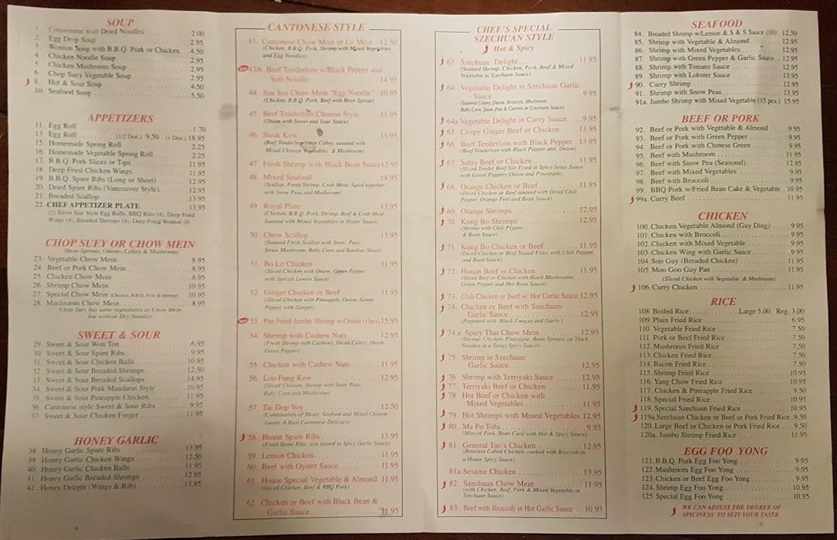 Menu at Silver Star Restaurant, Whitby