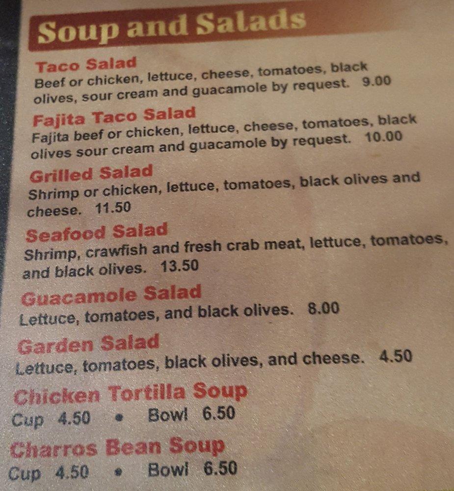 Menu at Casa La Vida restaurant, Baton Rouge