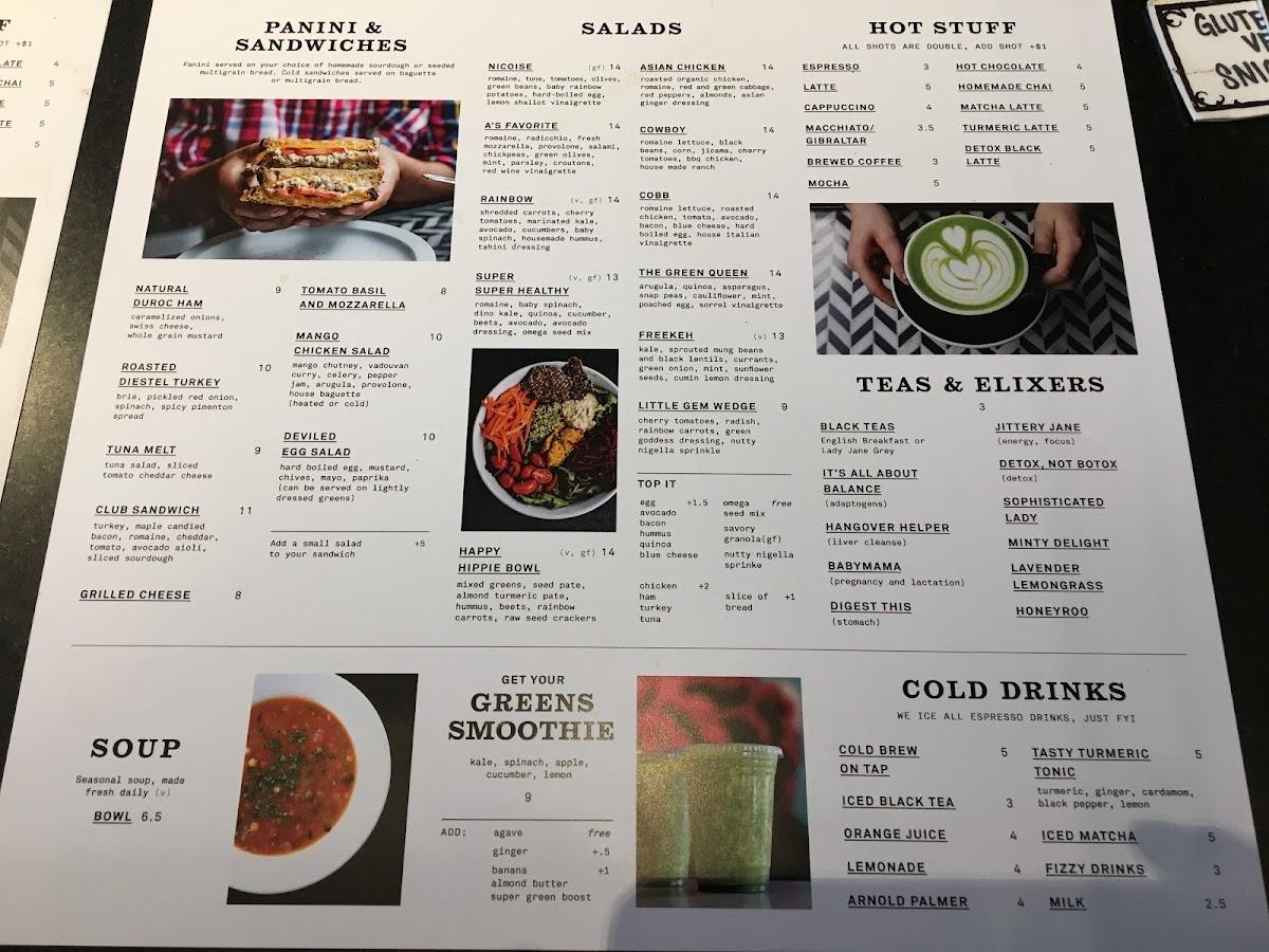 Menu at Jane on Fillmore cafe, San Francisco, Fillmore St