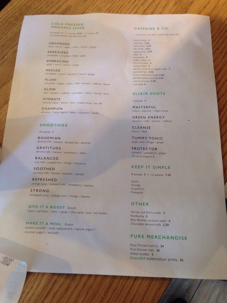 Menu at Pure Kitchen Westboro pub & bar, Ottawa, 357 Richmond Rd