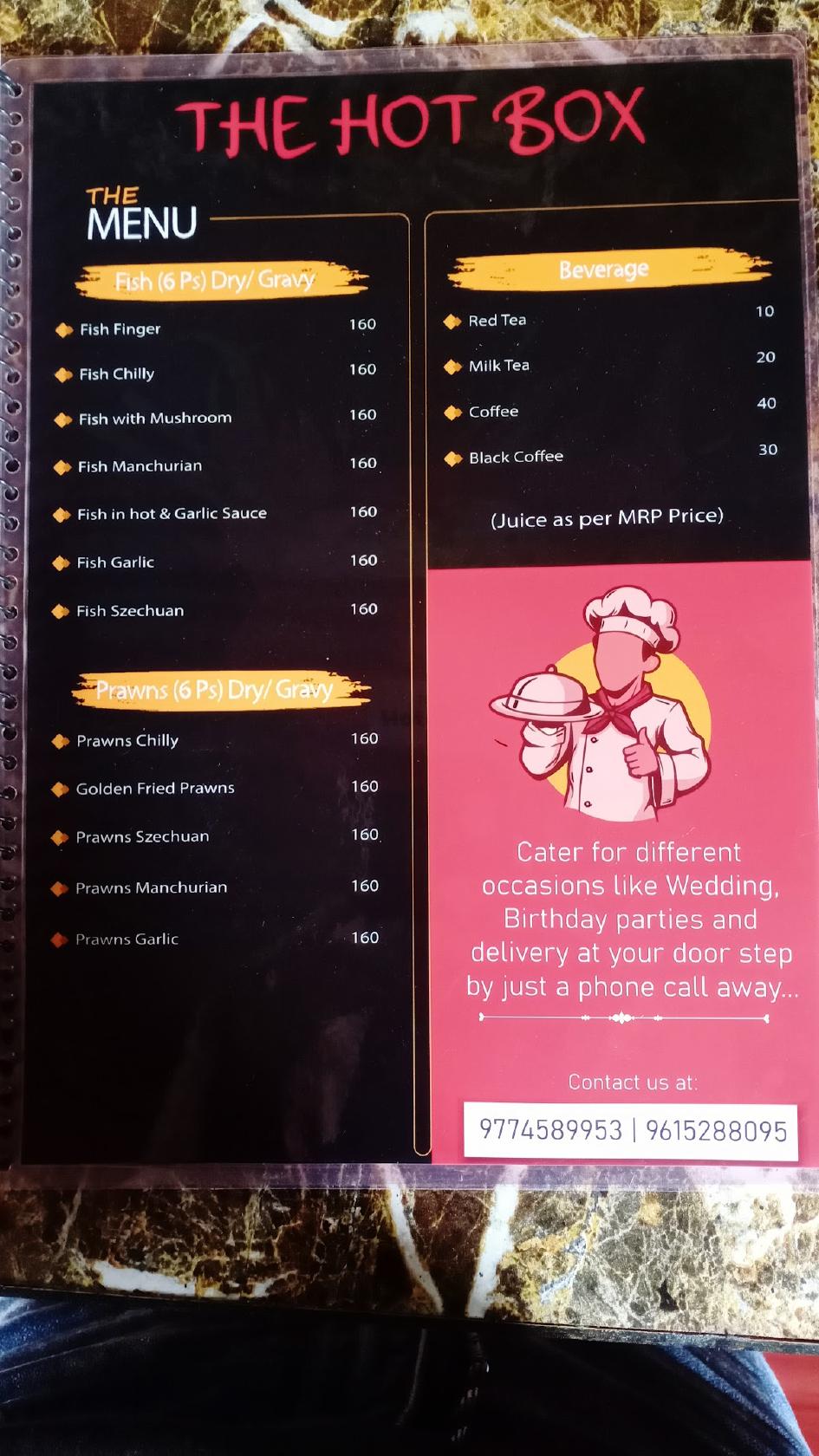 Menu at THE HOT BOX, Shillong