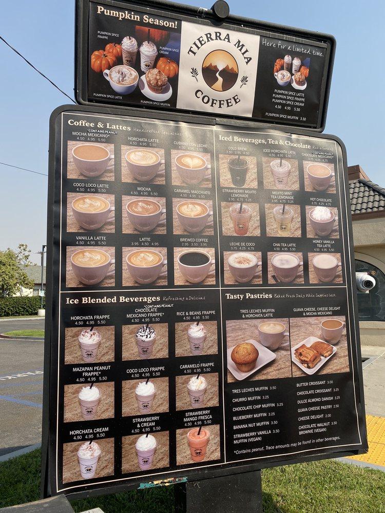 Menu at Tierra Mia Coffee Drive Thru cafe, Long Beach, 425 Pacific ...