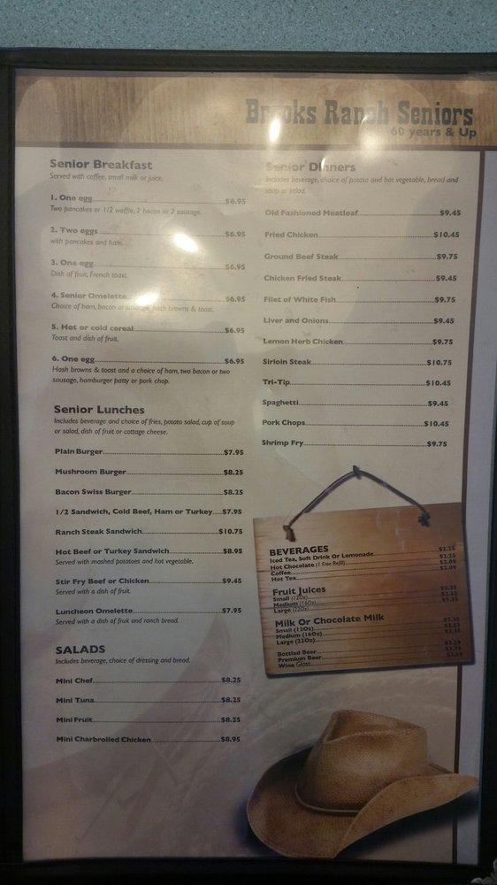 Menu at Brooks Ranch restaurant, Atwater