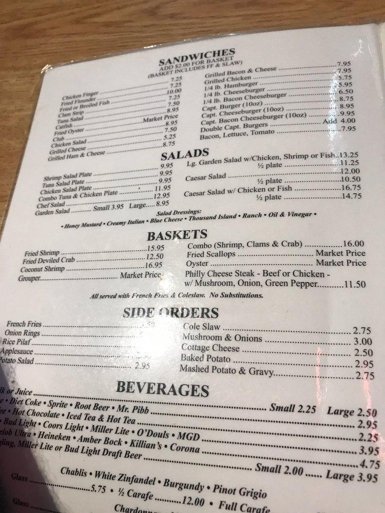 Menu at Capt'n Con's Fish House restaurant, Bokeelia