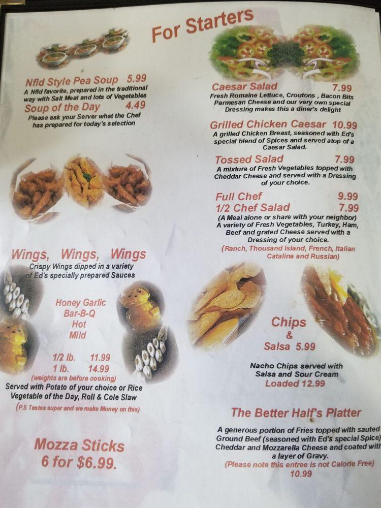 Menu at Eddy's Restaurant And Motel, South Brook