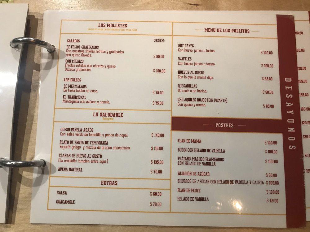Menu at La casa de Julia restaurant, Mexicali