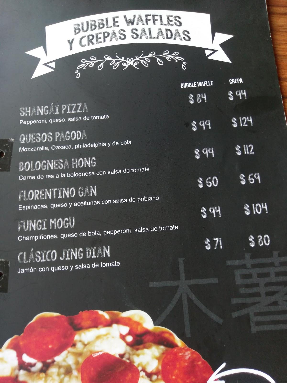 Menu at Mushu Bubble Waffles restaurant, Mexico