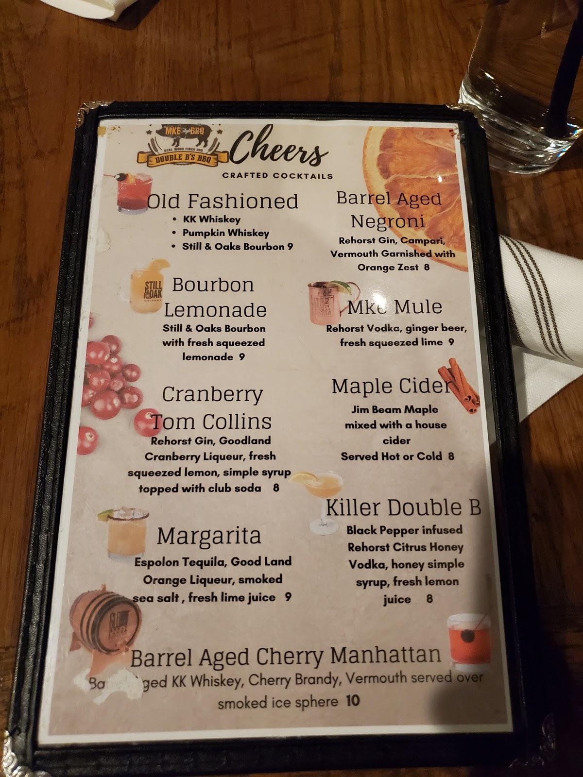 Carta de Double B's MKE-Style BBQ, West Allis