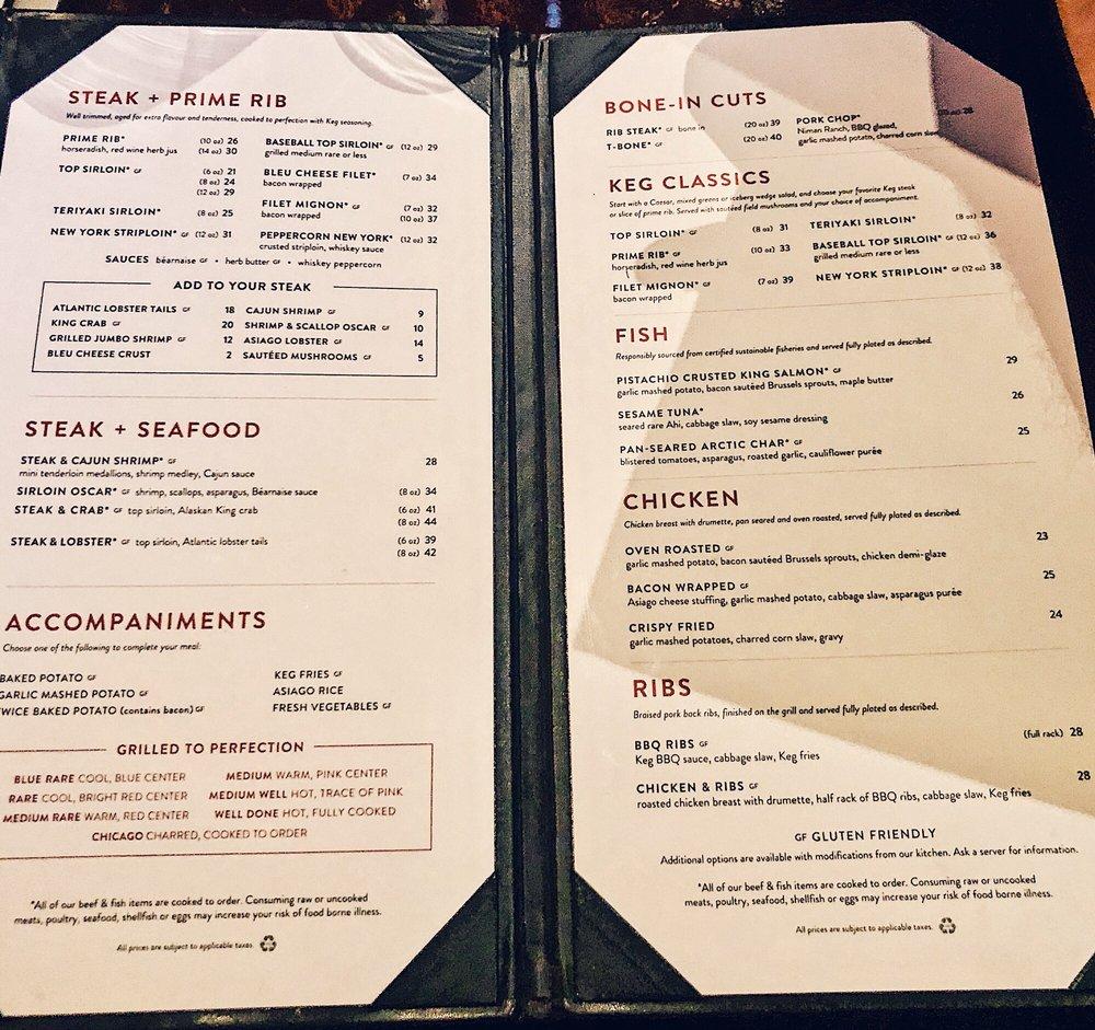 Menu at The Keg Steakhouse + Bar - Desert Ridge, Phoenix, N Tatum Blvd
