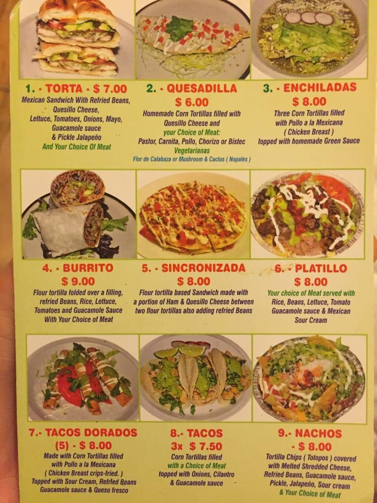 Menu at Azteca restaurant, New York City, Broadway