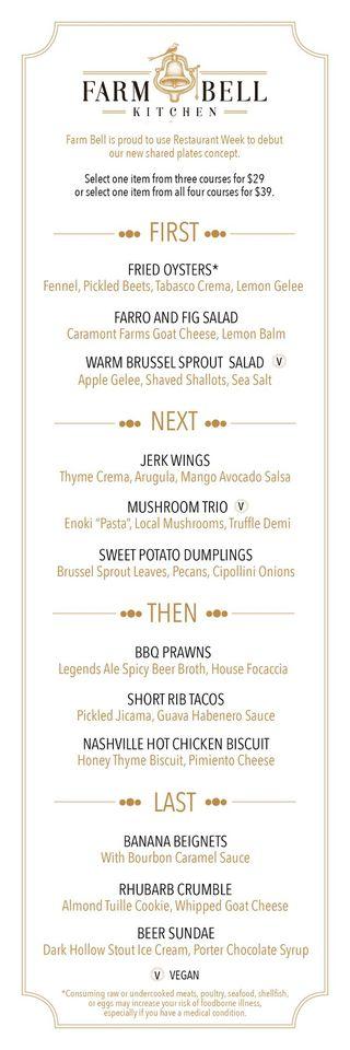 Menu at Farm Bell Kitchen restaurant, Charlottesville