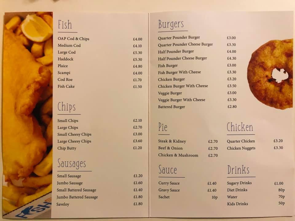 Menu at Ocean Plaice Fish & Chips restaurant, Fareham