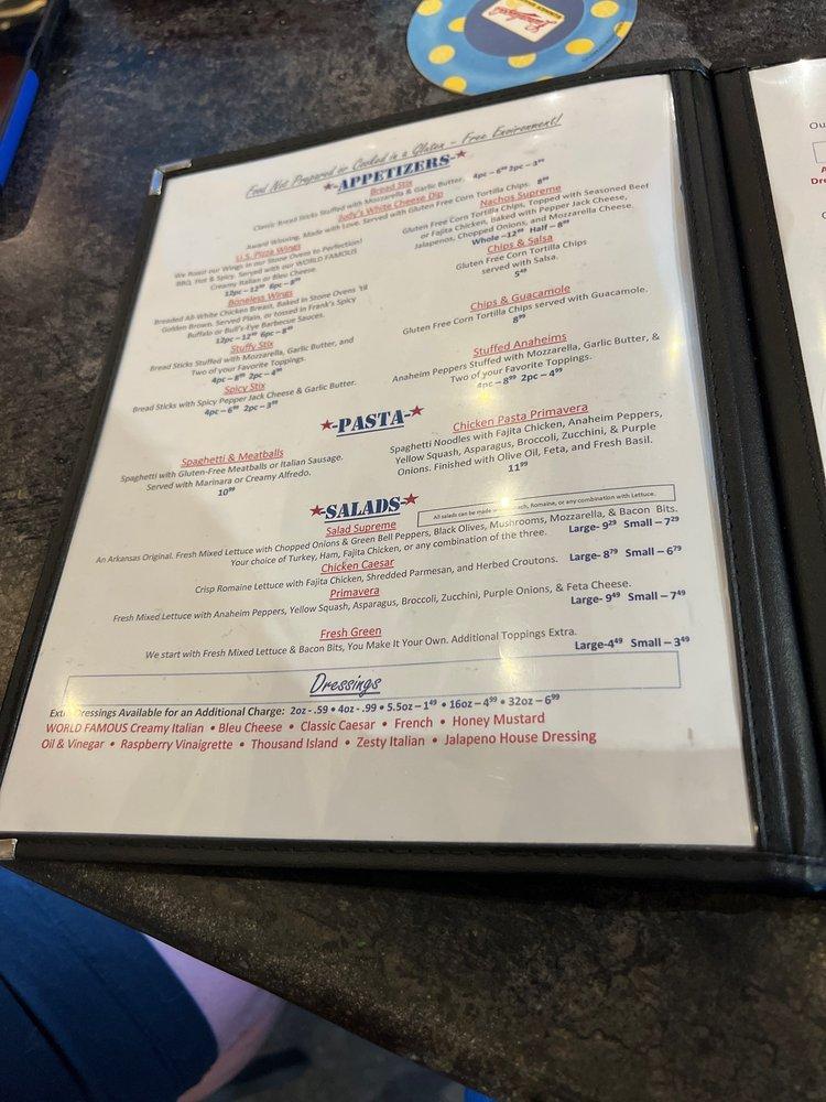 Menu at US Pizza of Springdale pizzeria, Springdale