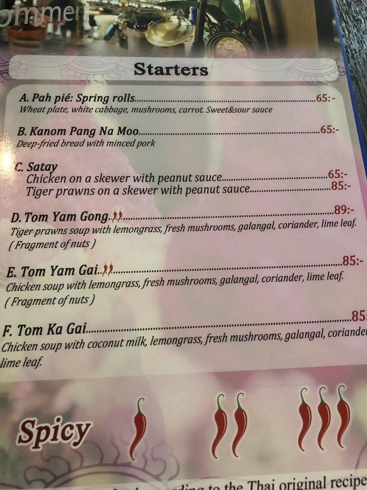 Menu at Amazing Thai Restaurang restaurant, Uppsala, Dragarbrunnsgatan 46