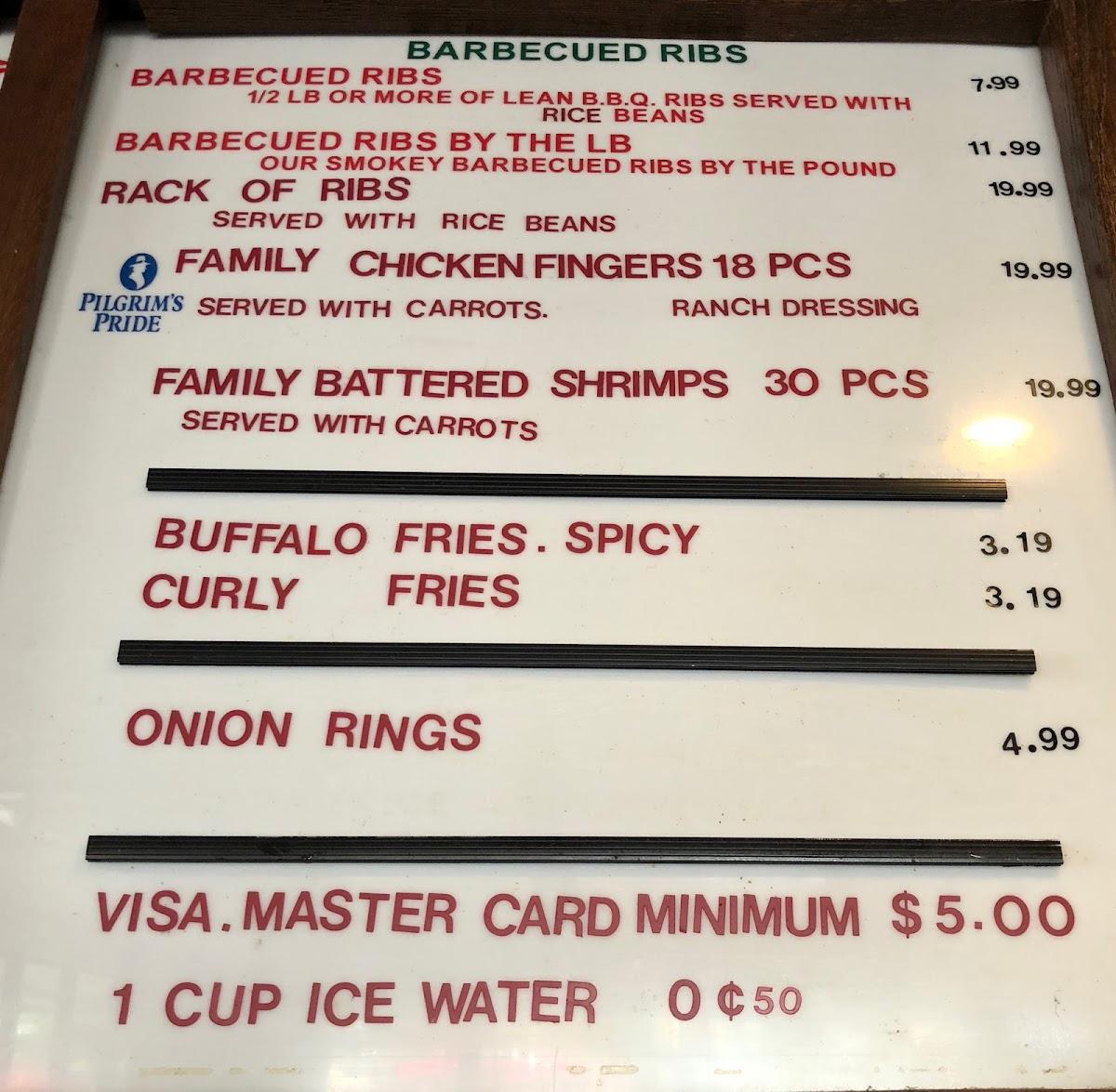 Menu at Buffalo Bell restaurant, Tucson