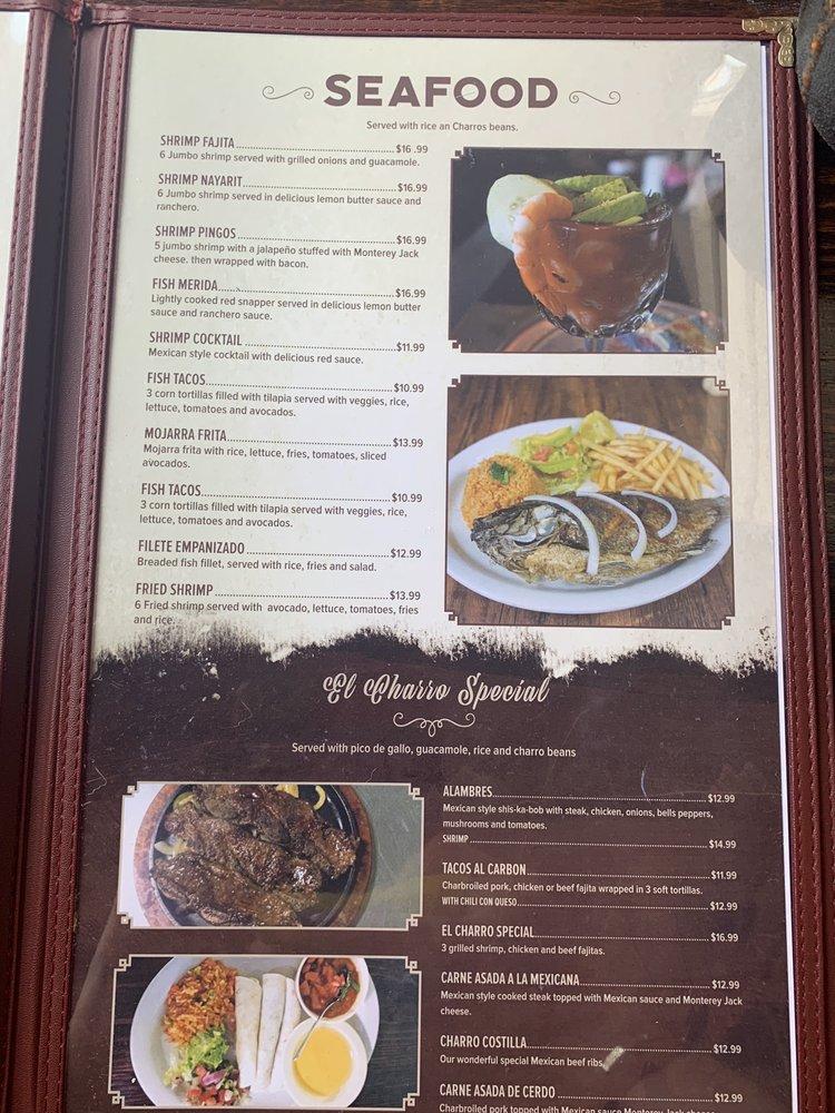 Menu at El Charro T Mexican Restaurant, Brenham
