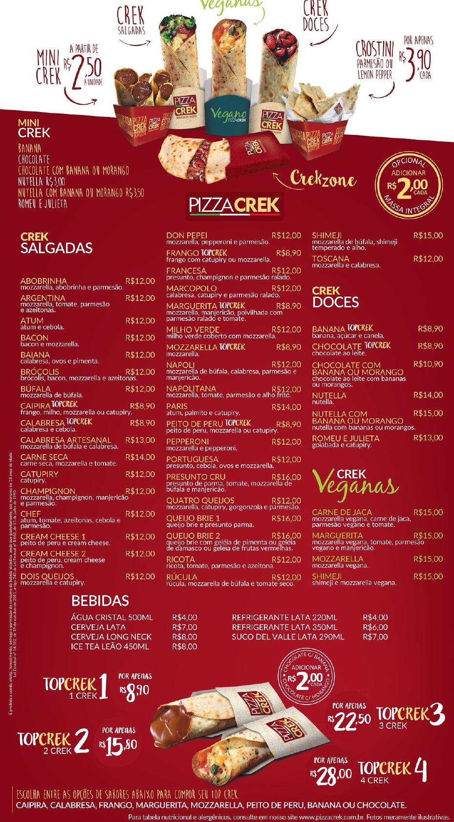 Menu em Pizza Crek Guarulhos Bosque Maia restaurante, Guarulhos