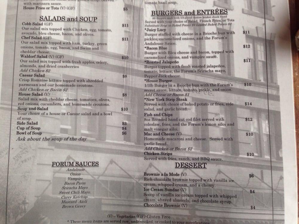 Menu at The Forum pub & bar, Puyallup