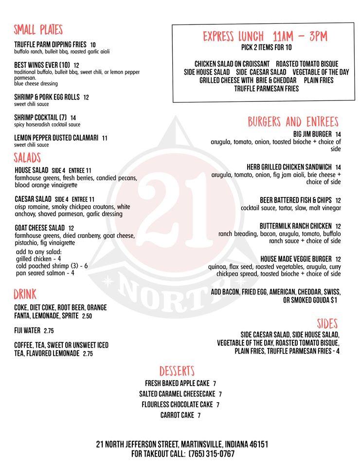 Menu at 21 North Eatery & Cellar. Chefs Table at 21 North restaurant ...
