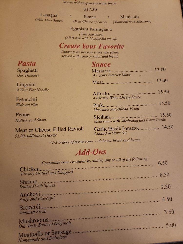 Menu at Biagio's Italian Restaurant, Lake Forest