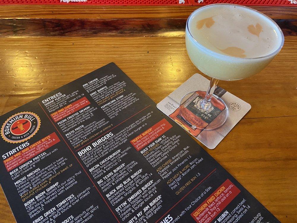 Menu at Bohemian Bull restaurant, Charleston