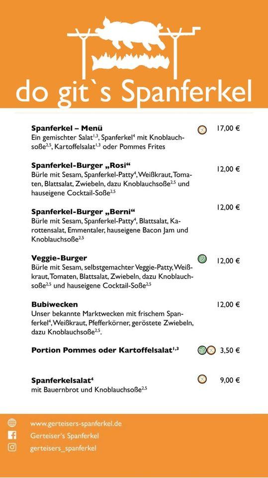 Speisekarte von Gerteiser's Spanferkel restaurant, Laufenburg
