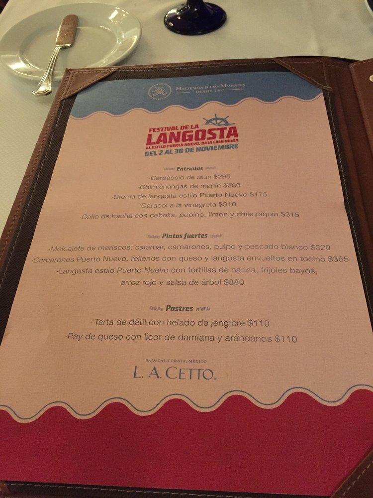 Menu at Hacienda de los Morales restaurant, Mexico City, Juan Vazquez ...