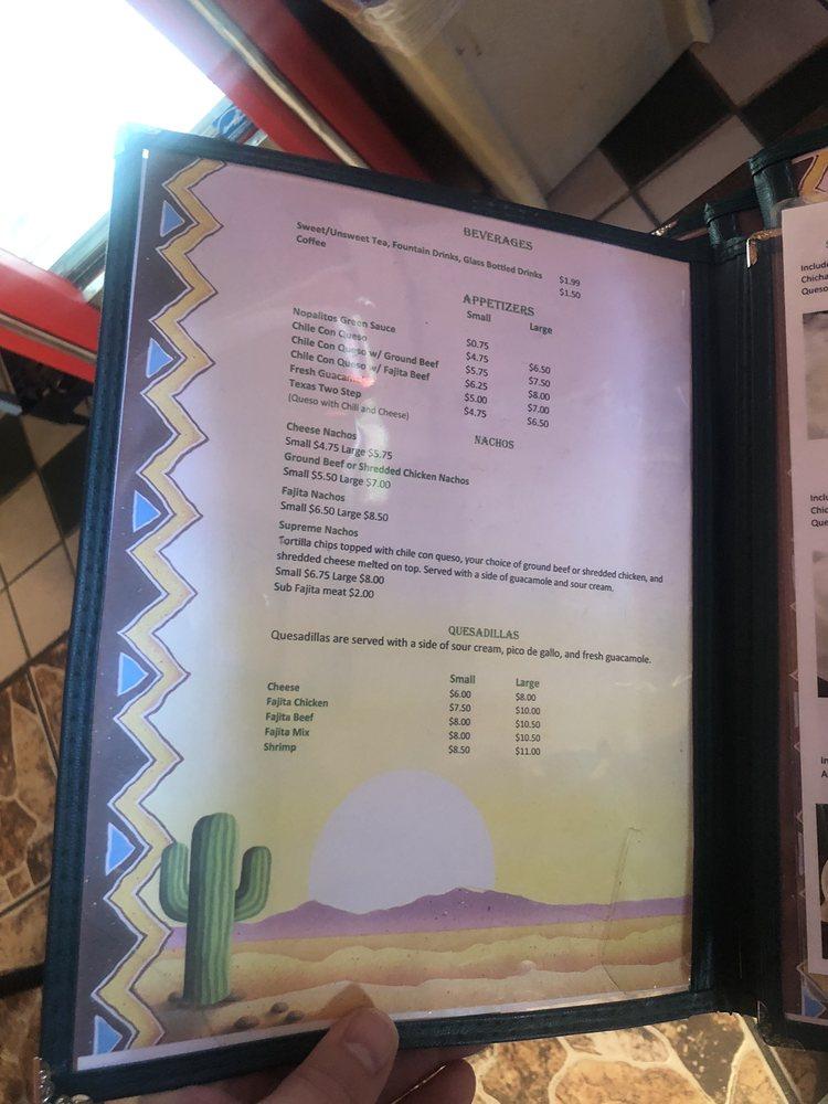 Menu at Nopalitos Mexican Restaurant, Anahuac