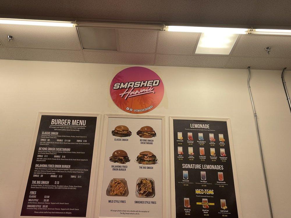 Menu at Smashed Hawaii, Honolulu