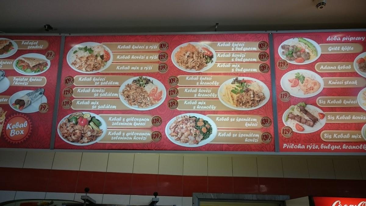 Menu at Sultan kebab Turecké speciality restaurant, Prague