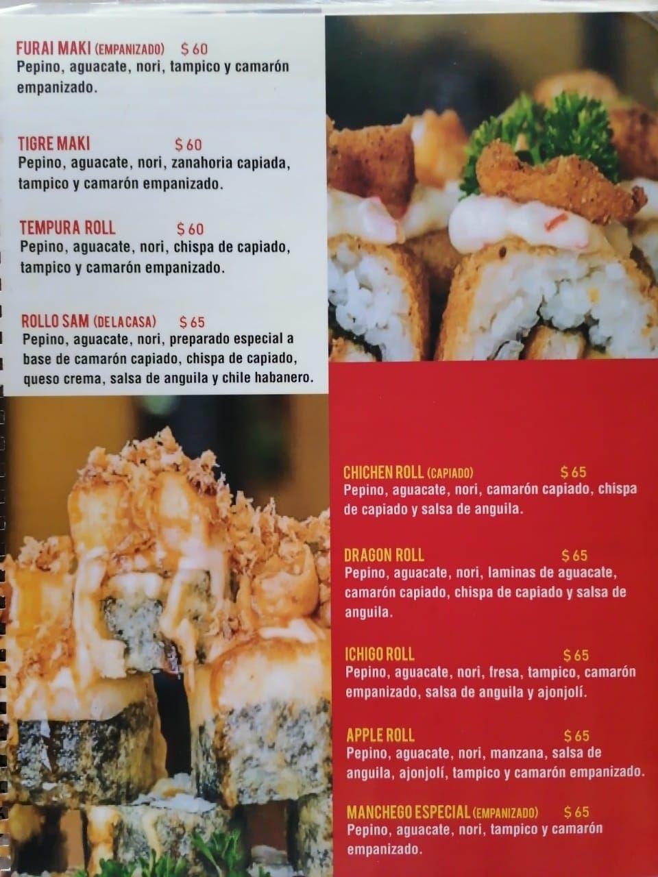 Carta del restaurante Sushi sam, Cancún