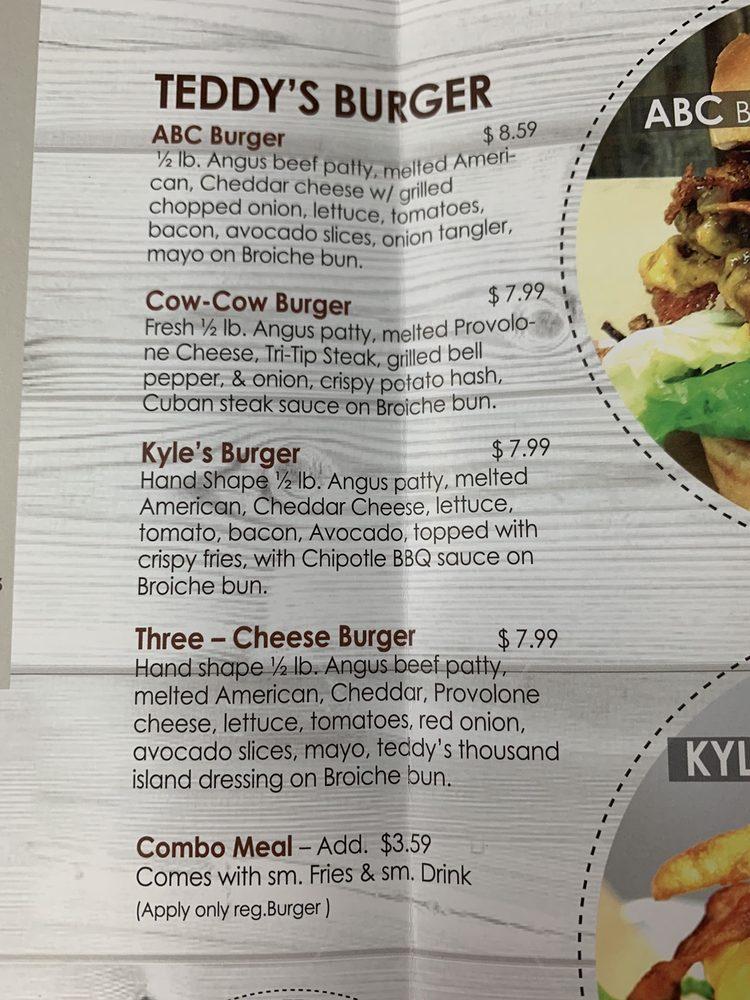 Menu at Teddy's Deli restaurant, Anaheim