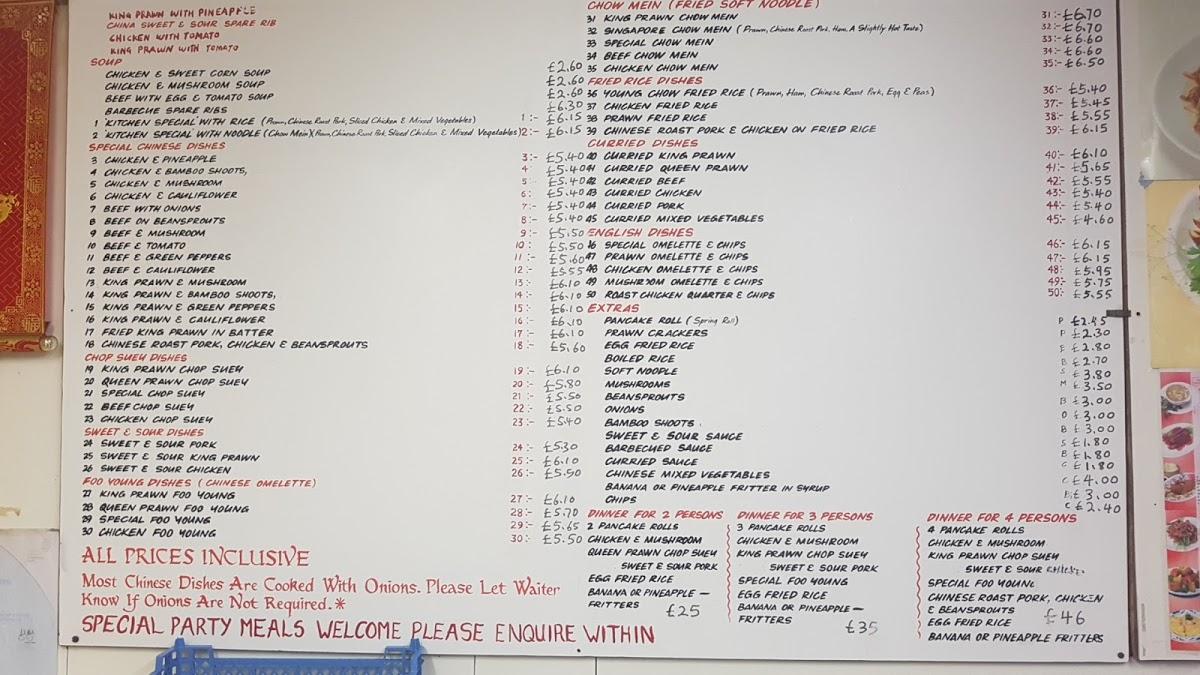 Menu at China Kitchen fast food, Holsworthy