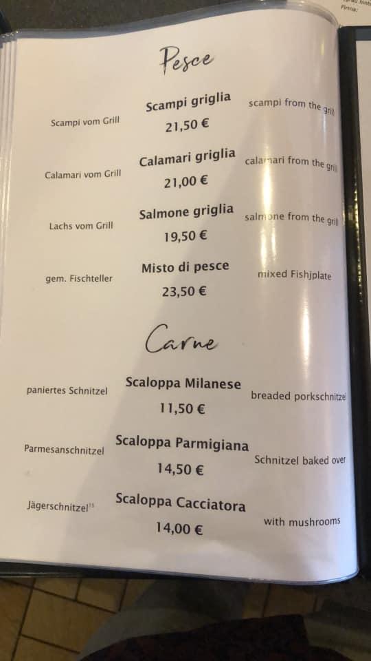 Menu at Pizzeria Salento, Landstuhl