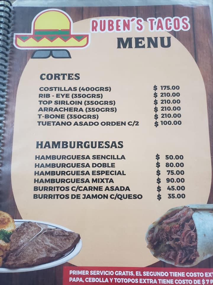 Carta del restaurante Ruben's Tacos, Ciudad Camargo