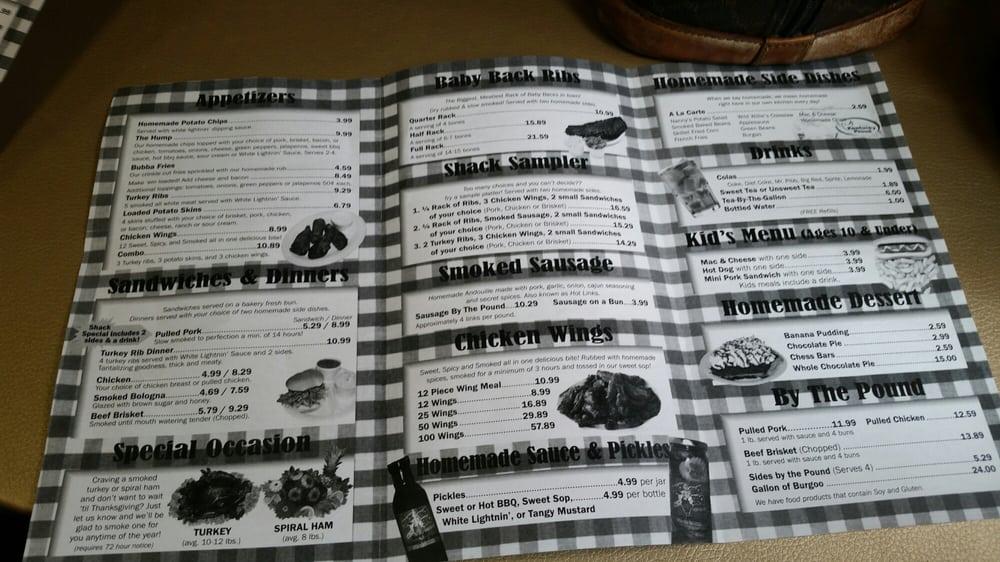 Menu at Shack in the Back BBQ, Louisville