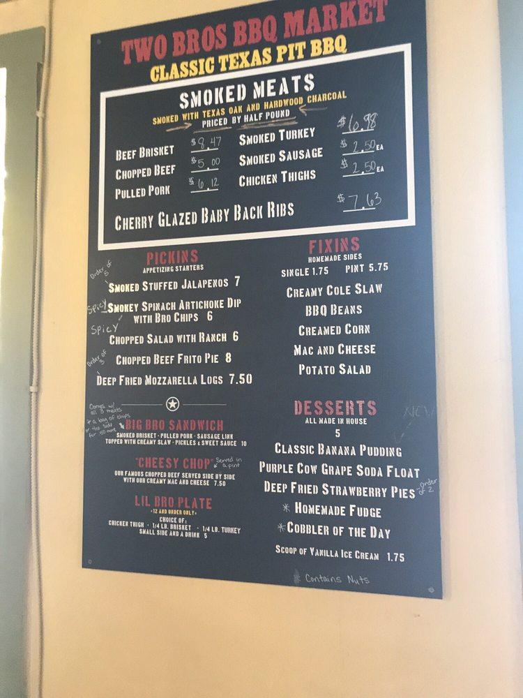 Menu at Two Bros. BBQ Market, San Antonio