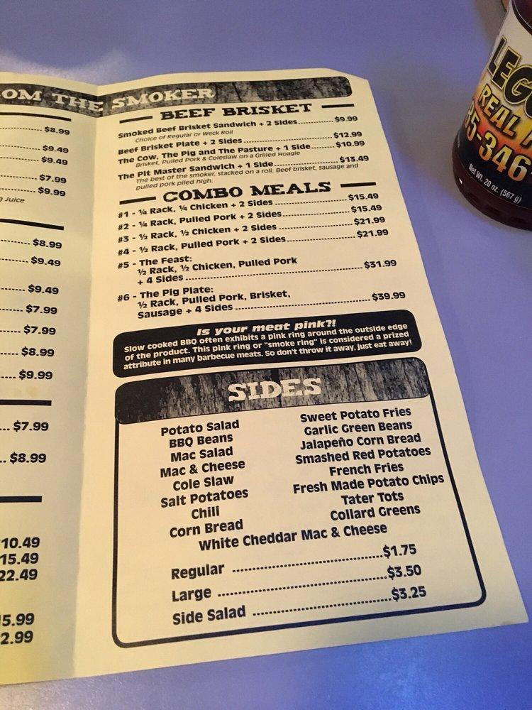 Menu at 3 Legged Pig BBQ Real Pit BBQ, Livonia
