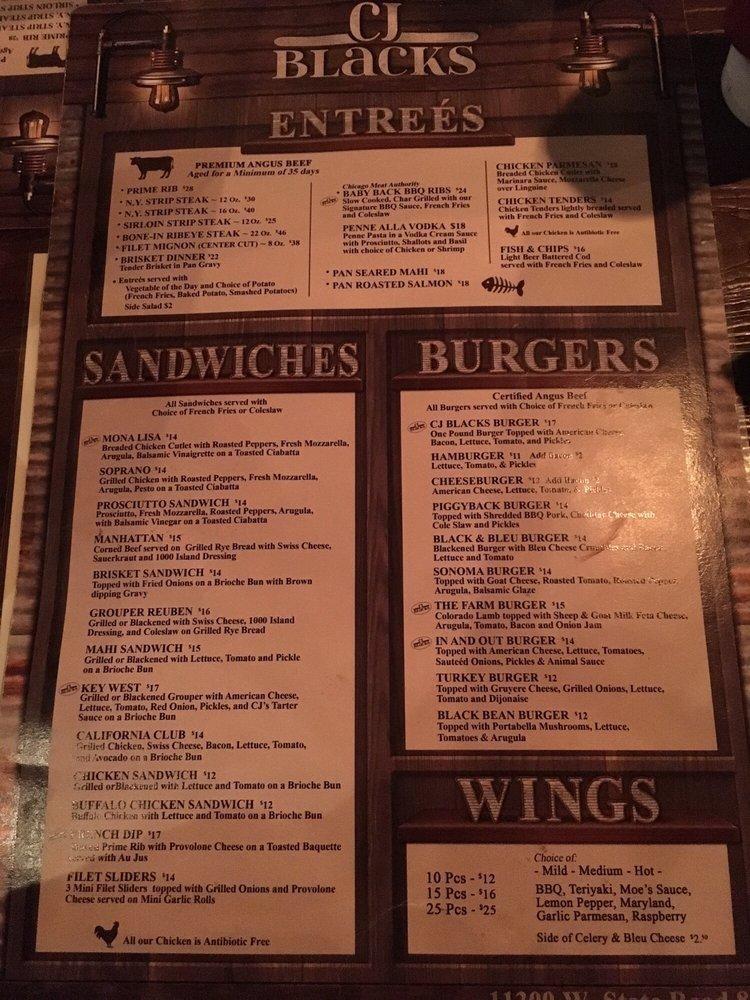 Menu at CJ Blacks Restaurant & Bar, Davie