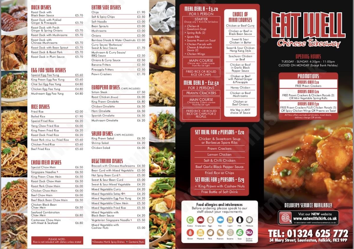 Menu at Eat Well Chinese Takeaway restaurant, Falkirk