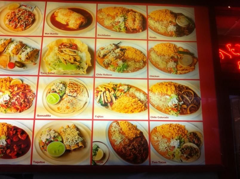 Menu at El Chile restaurant, West Hollywood