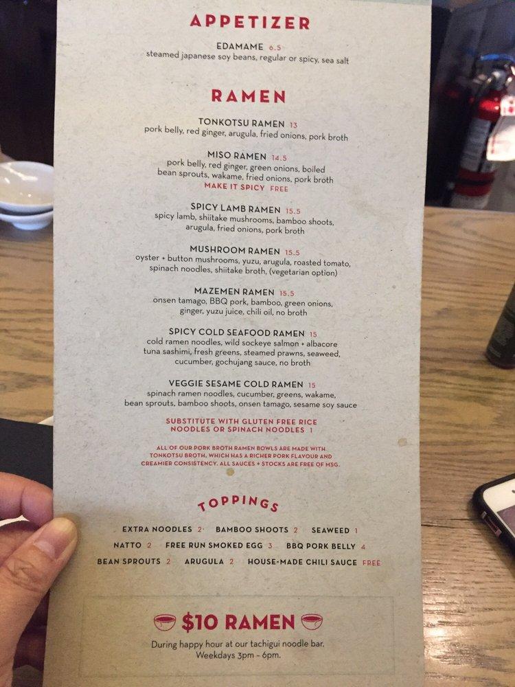 Menu at Goro + Gun restaurant, Calgary
