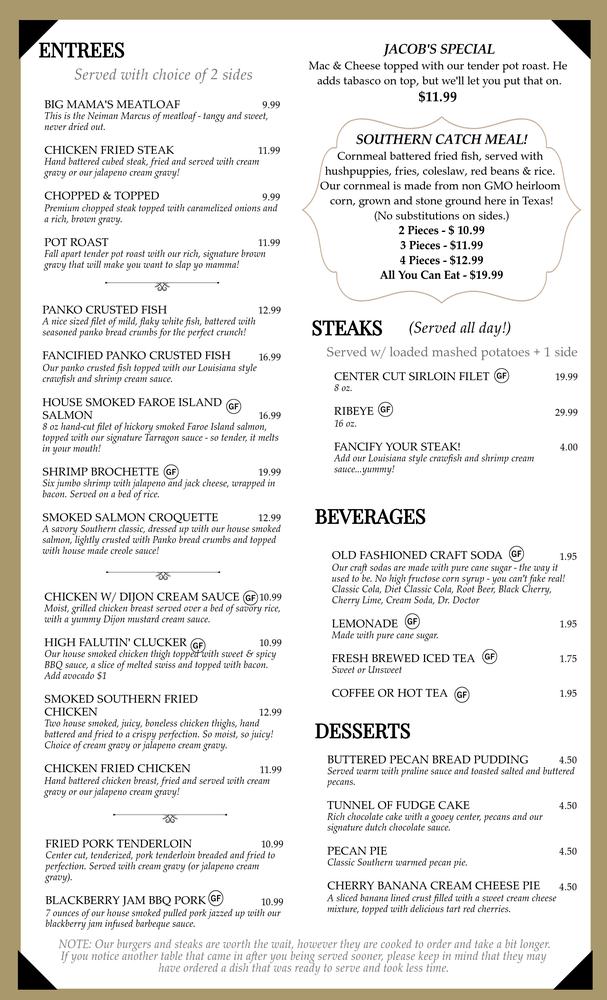 Menu at High Cotton Kitchen restaurant, Paris