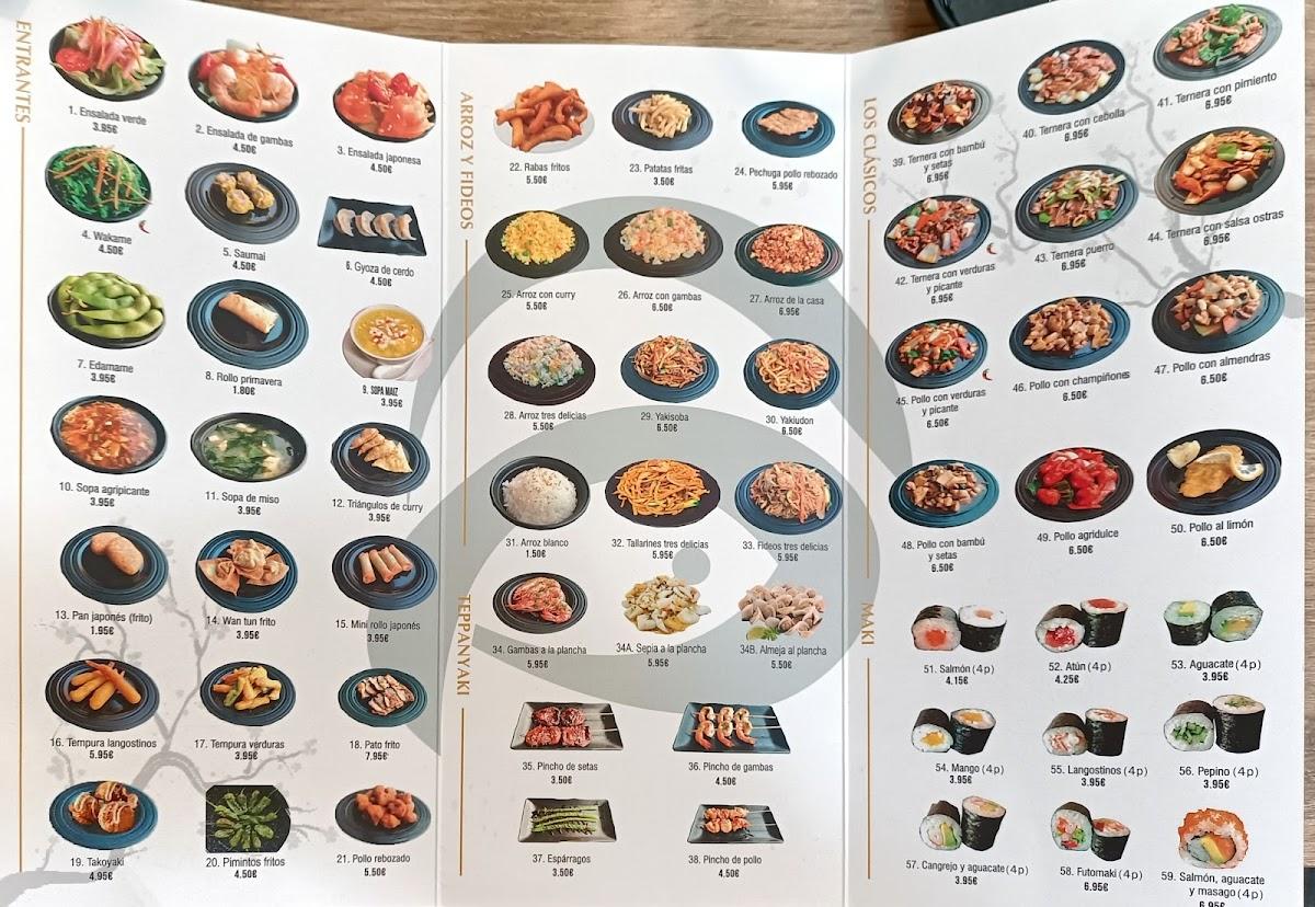 Carta del restaurante Kingyo, Barcelona