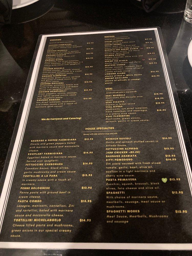 Menu at Rivera Italian Restaurant, North Little Rock