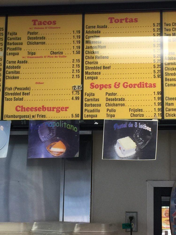 Menu at San Diego Tacos restaurant, Irving, N MacArthur Blvd