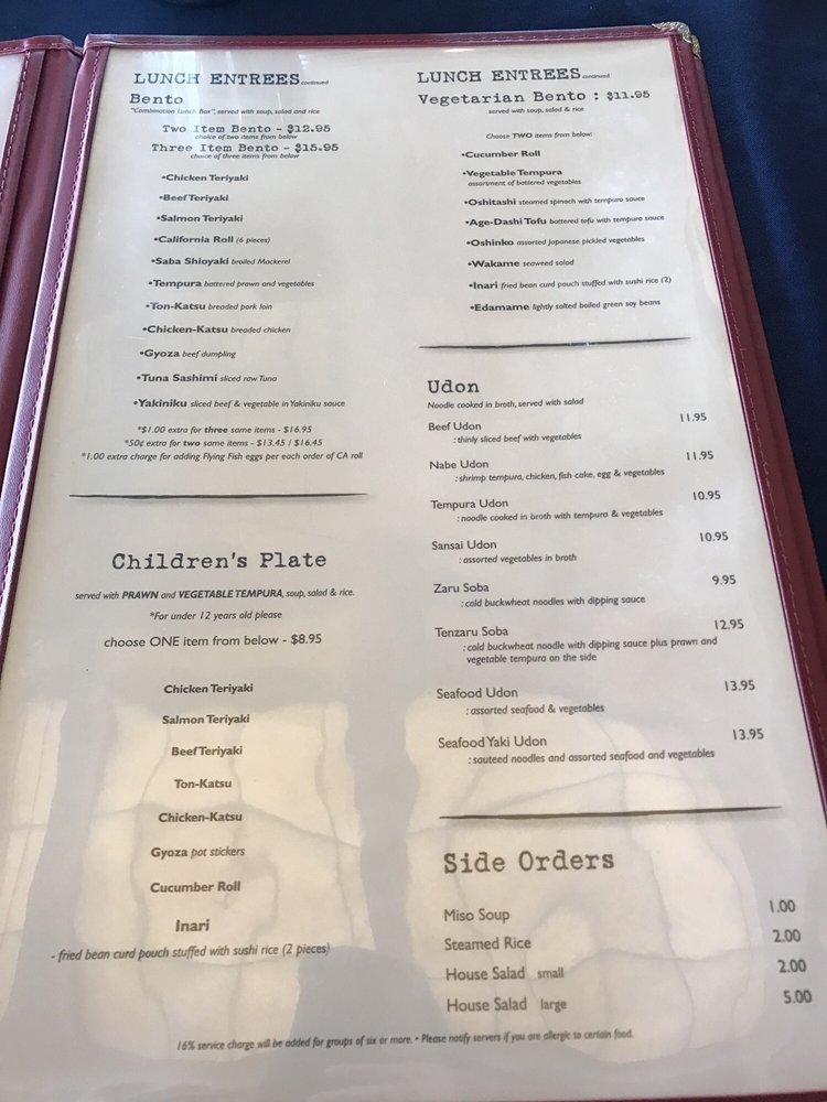 Menu at Sushi House restaurant, Alameda