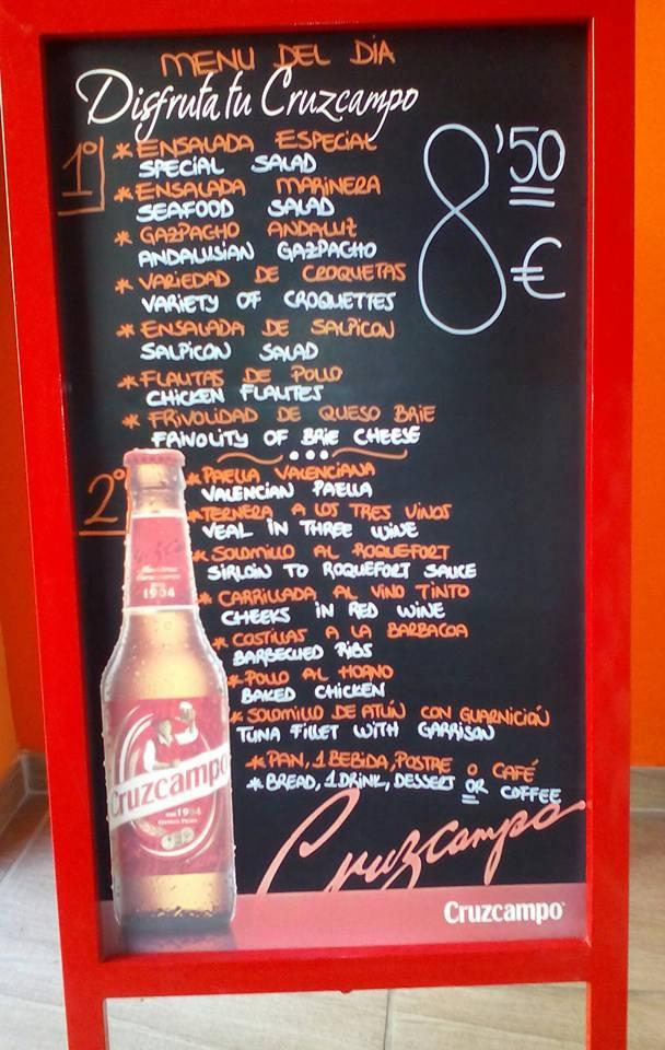 Menu at Beach Burguer pub & bar, Oliva, Carrer de la Mar Mediterrània