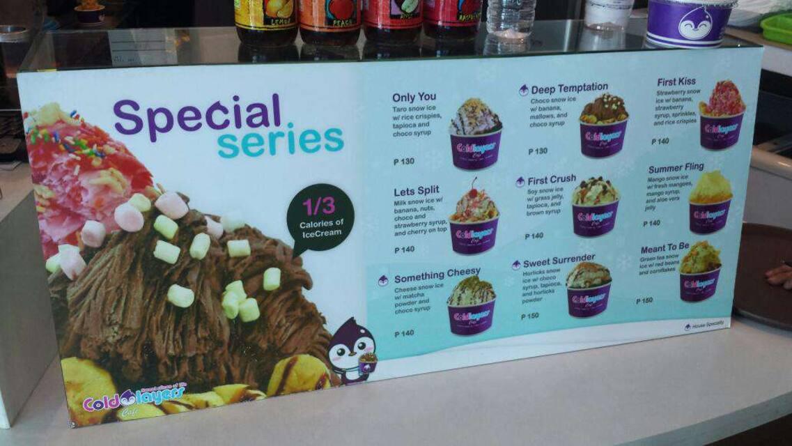 Menu at Cold Layers Cafe, Quezon City, 3rd Floor Fishermall